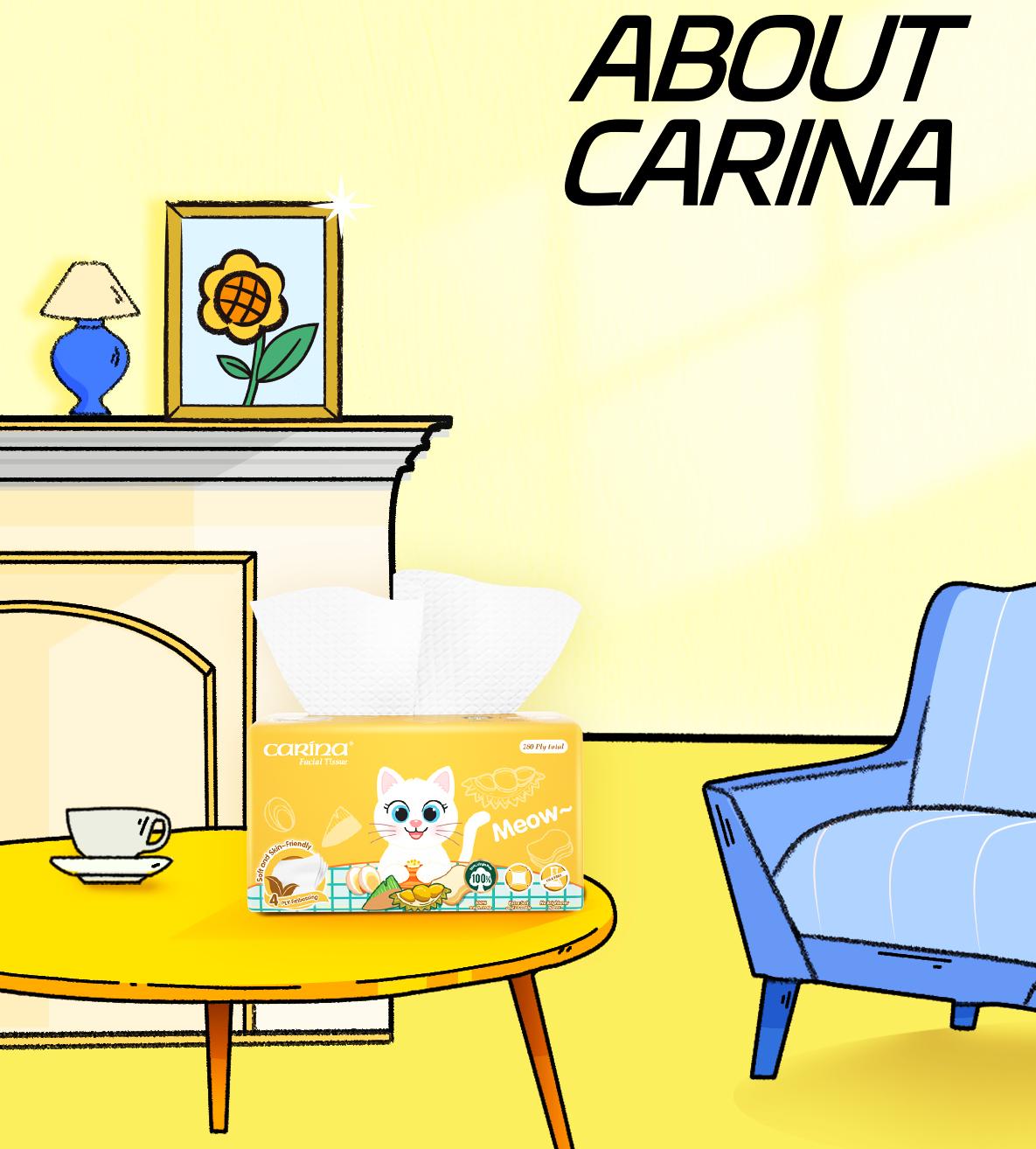 Carina 4 Ply Soft Facial Tissue Flat Embossed No Fluorescent Agent (320 ...