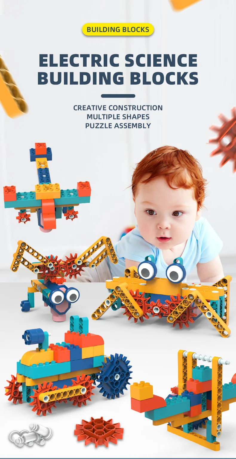 EZYLITTLES Electric Motor Building Block Educational STEM Robot Gear ...