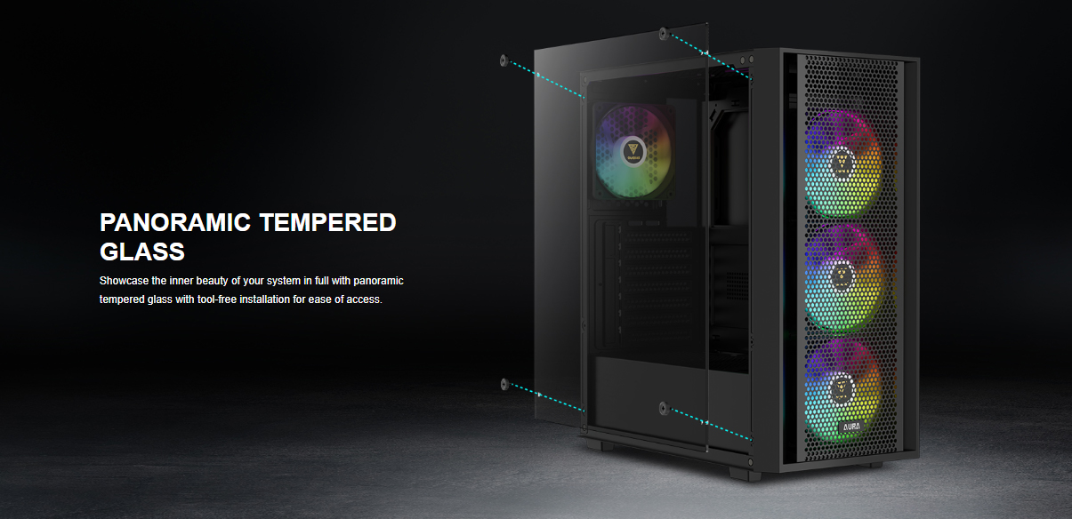 GAMDIAS AURA GC2 Elite ARGB High Airflow Tempered Glass Mid-Tower ATX ...