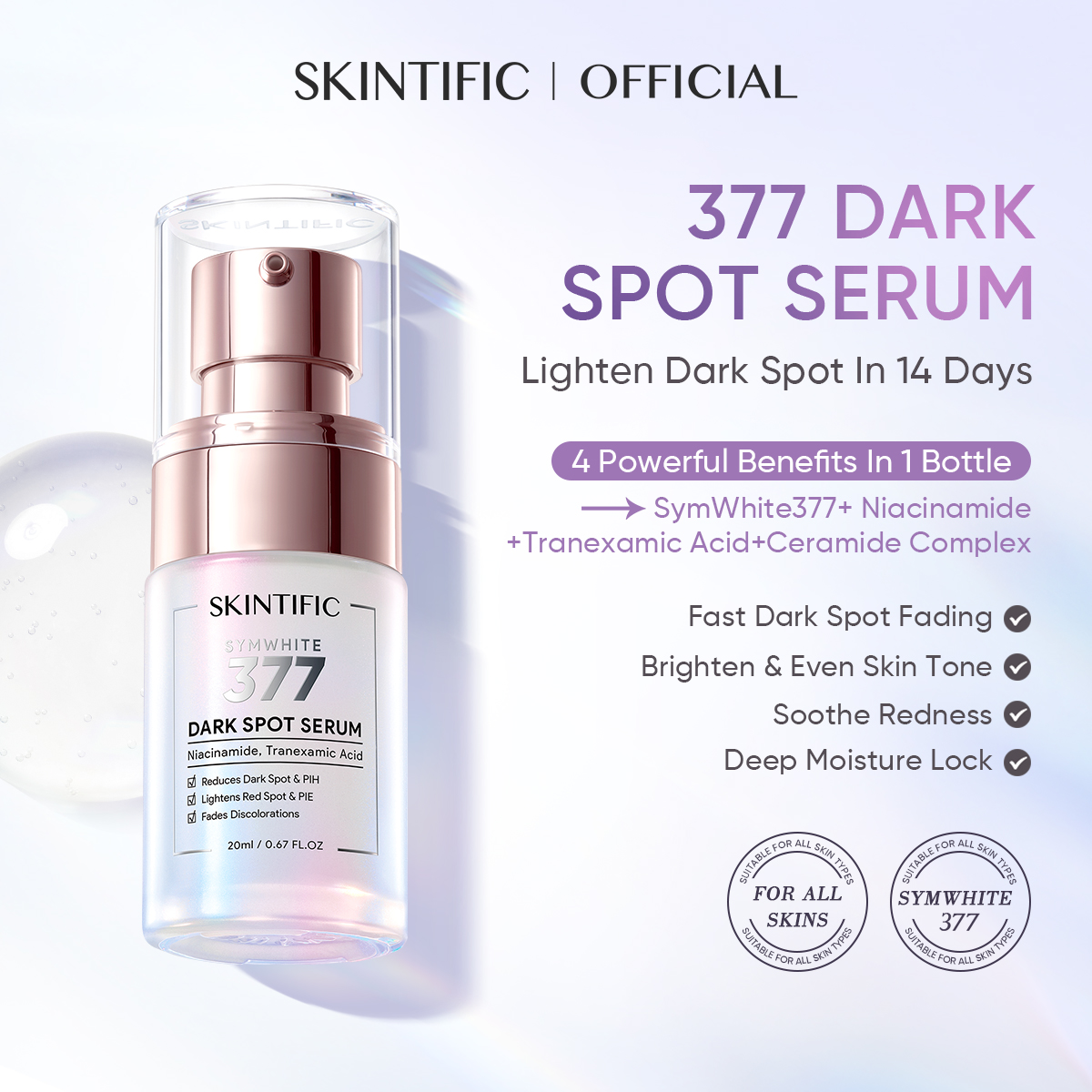 SKINTIFIC Sym White 377 Dark Spot Serum muka with Niacinamide ...