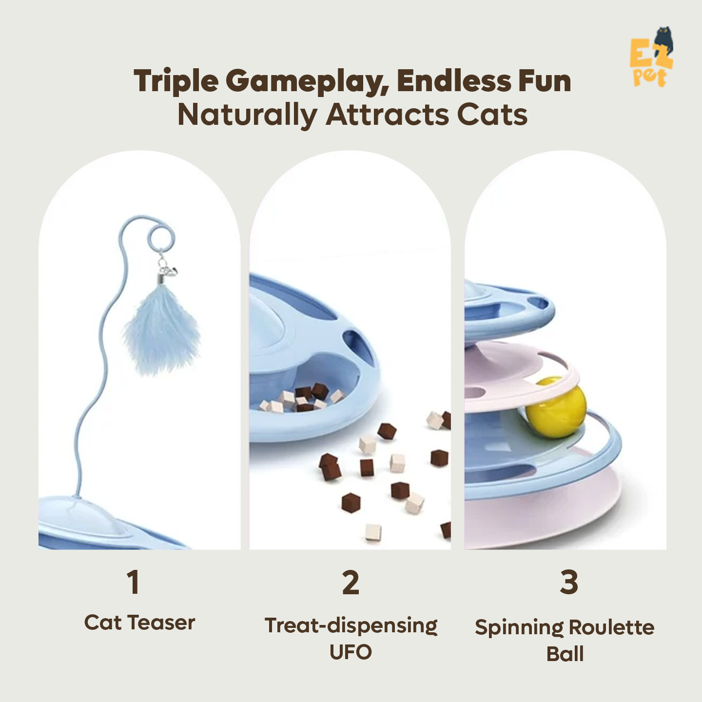 EZPET🐱 Macaroon 4 Layers Spinning Cat Toys Mainan Kucing Pusingan Empat ...