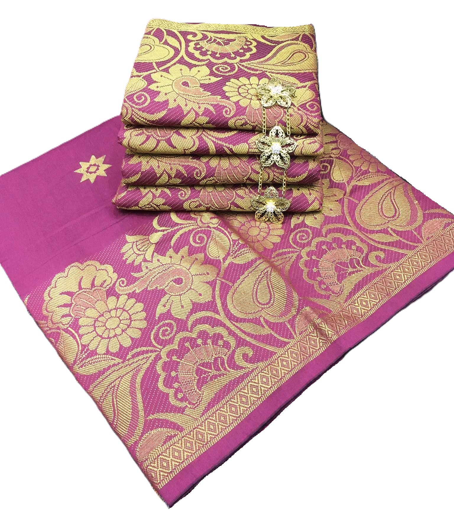 * #S11A01 * SONGKET BORDER BESAR BUNGA TABUR * 100% TENUN * 4 METER ...