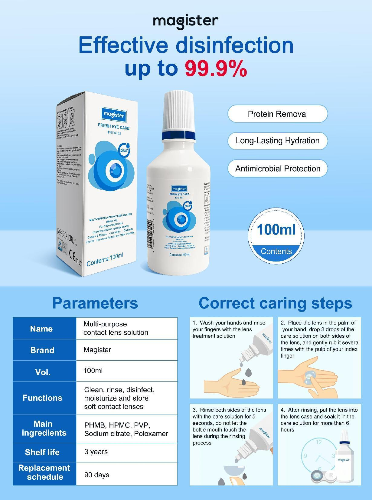 Magister Contact Lens Solution 100ML with ALL IN ONE Multi-purpose ...