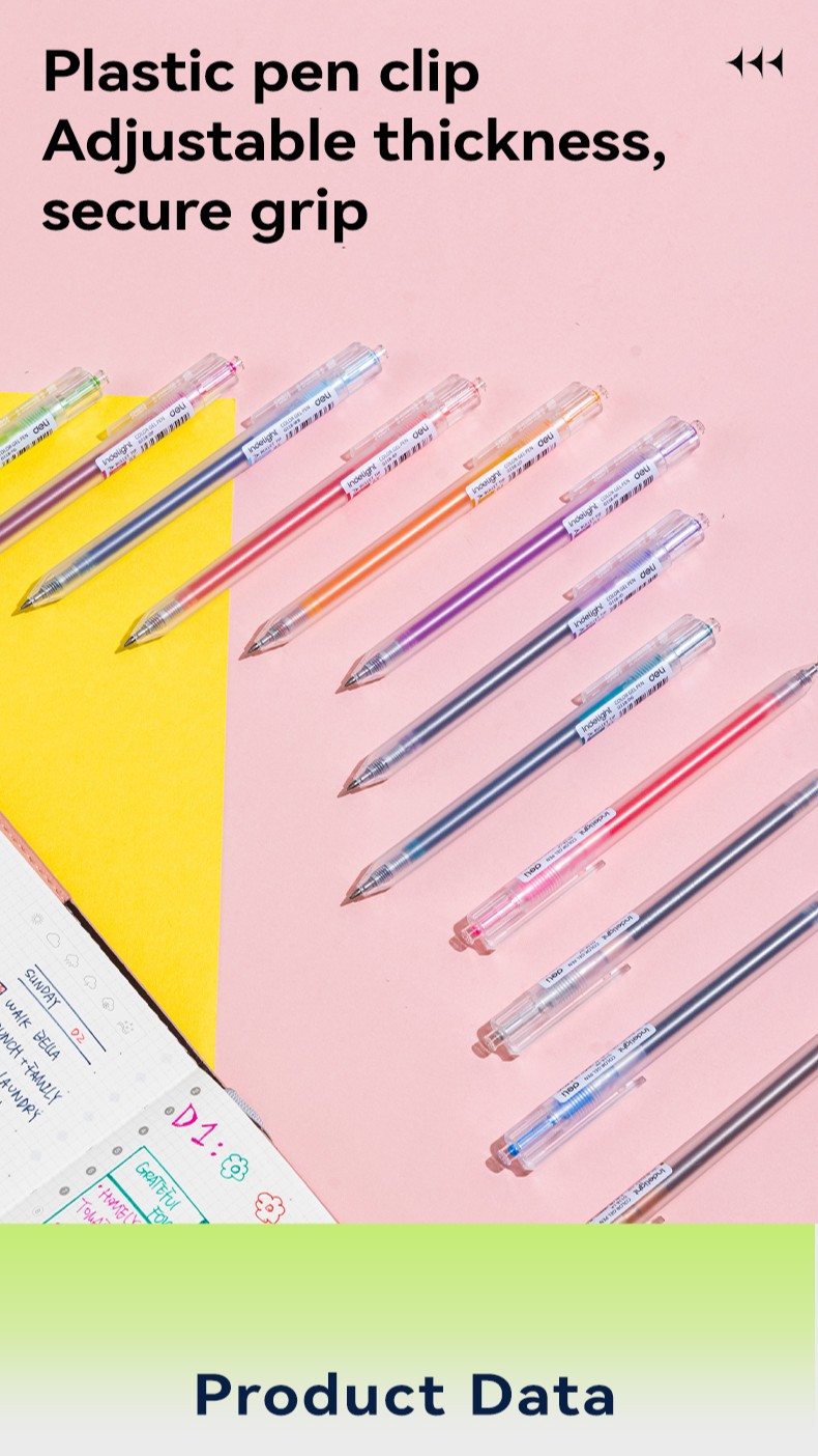 Deli Delight Gel Pen Multiple Colour Pens 0.5mm Smooth Writing Bright ...