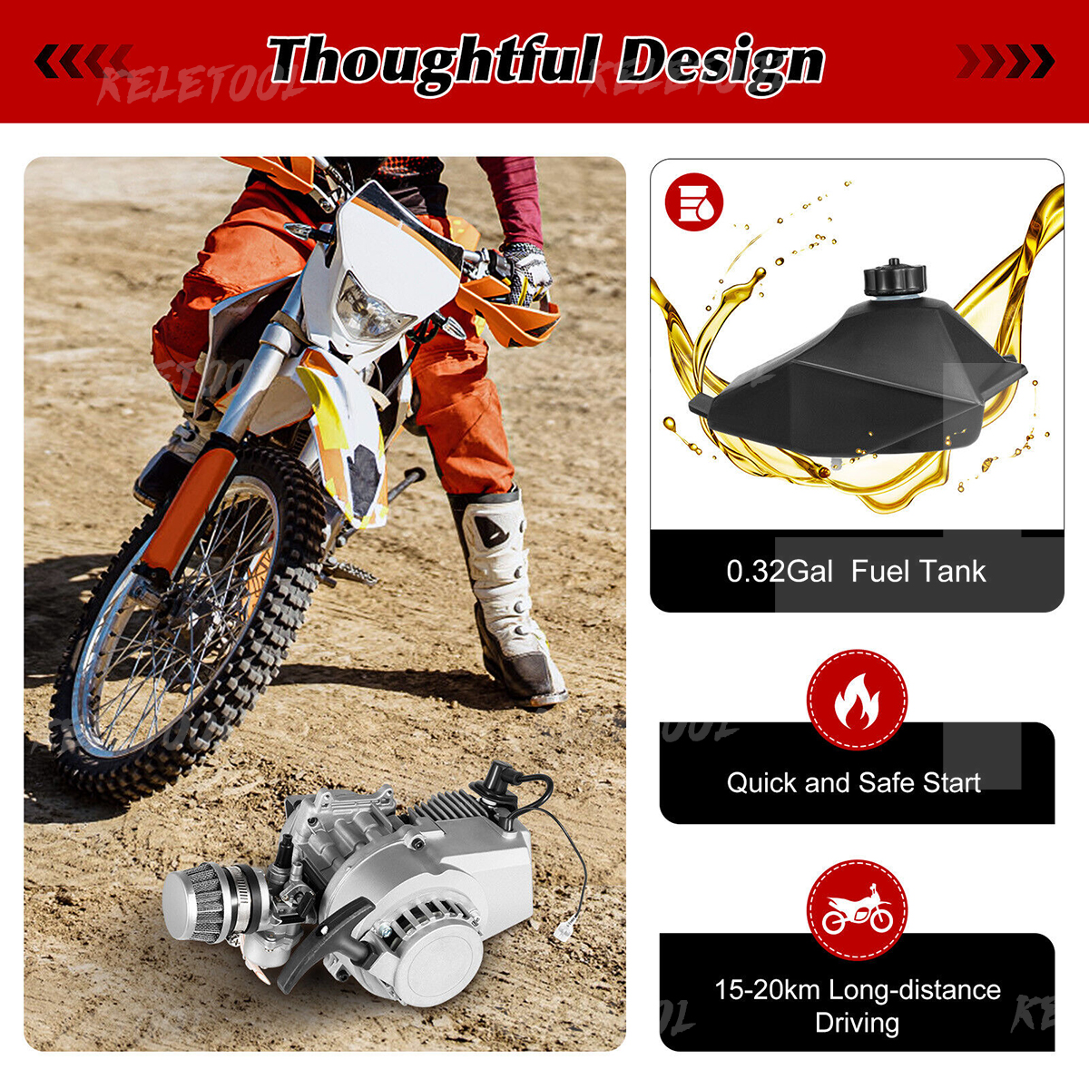 Pocket Bike Engine 49cc 2-Stroke Motorcycle Engine Motor Air Filter ...