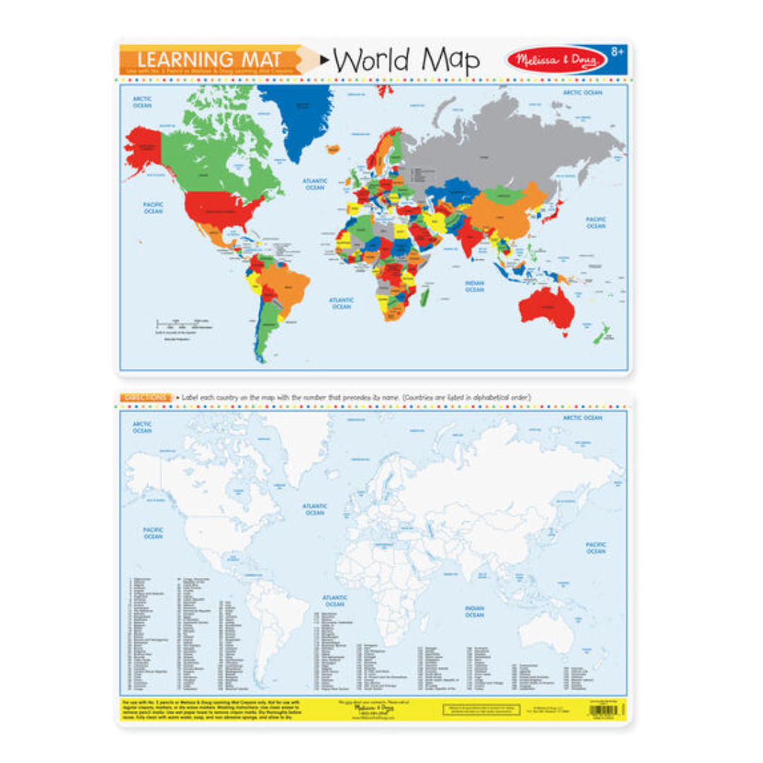 Melissa & Doug Countries Of The World Write-A-Mat- Age 8+, Learning Mat ...