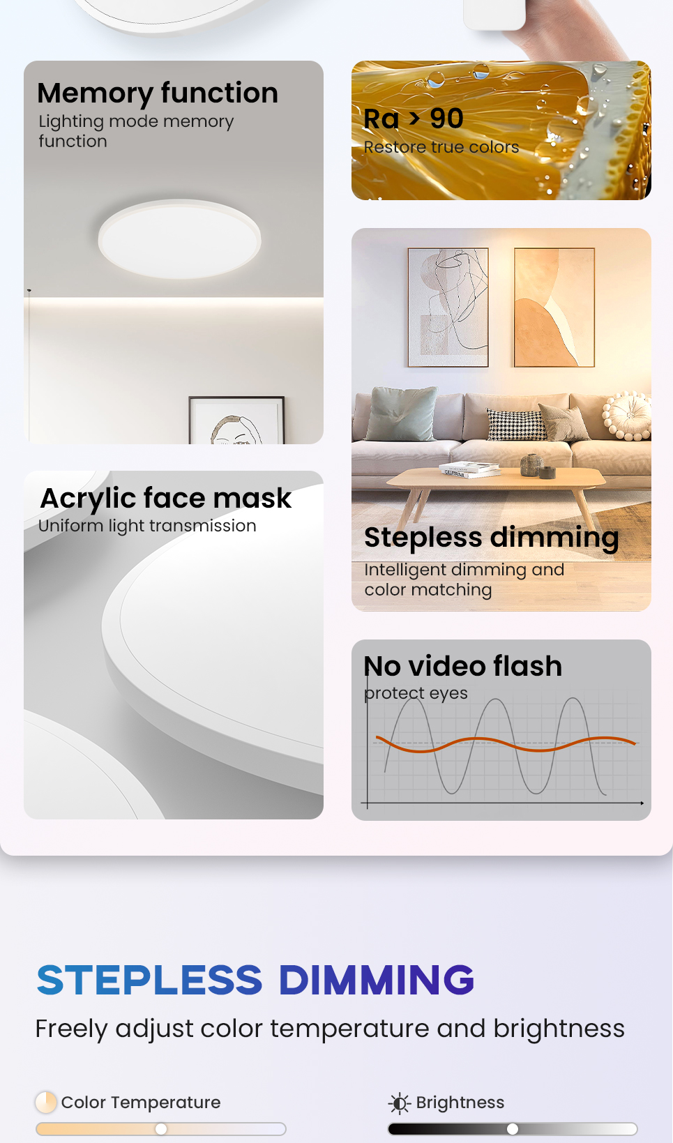 HAN RIVER LED Ceiling Light with Remote Control(36W,48W/3 Color Change ...