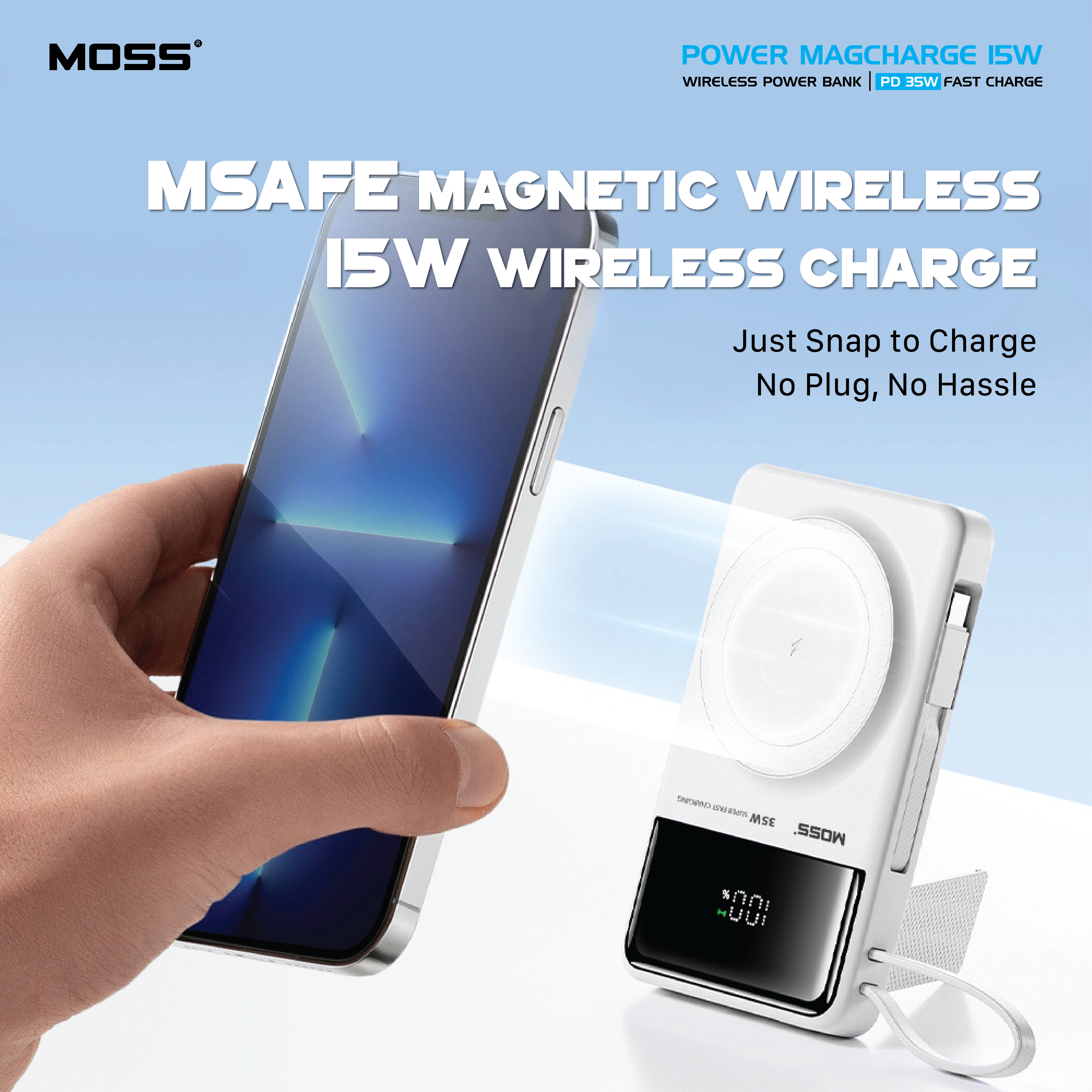 MOSS Fast Charging MagCharge Wireless Magnetic Power Bank Built-In ...