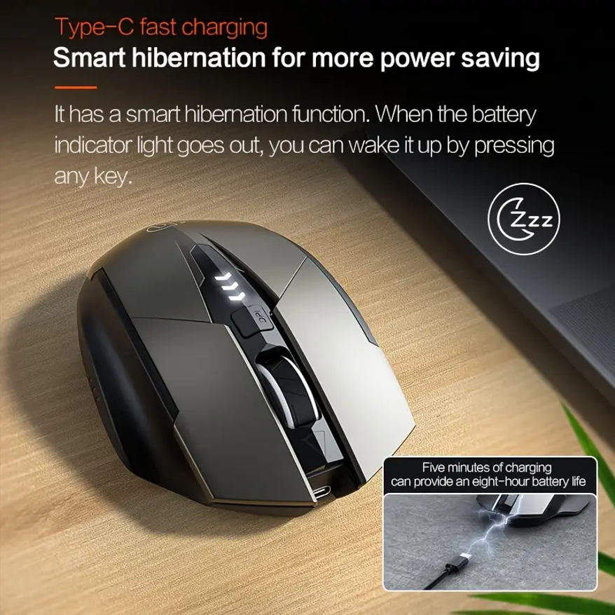 Inphic PM6 Wireless 2.4GHz USB Bluetooth Optical Mouse Rechargeable ...