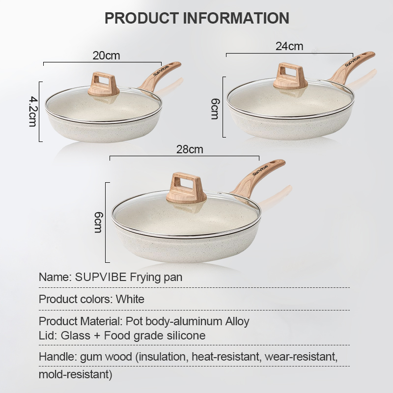 SUPVIBE 20/24/28CM Deep Fry Pan Medical Stone Non-Stick (with lid) PFOA ...