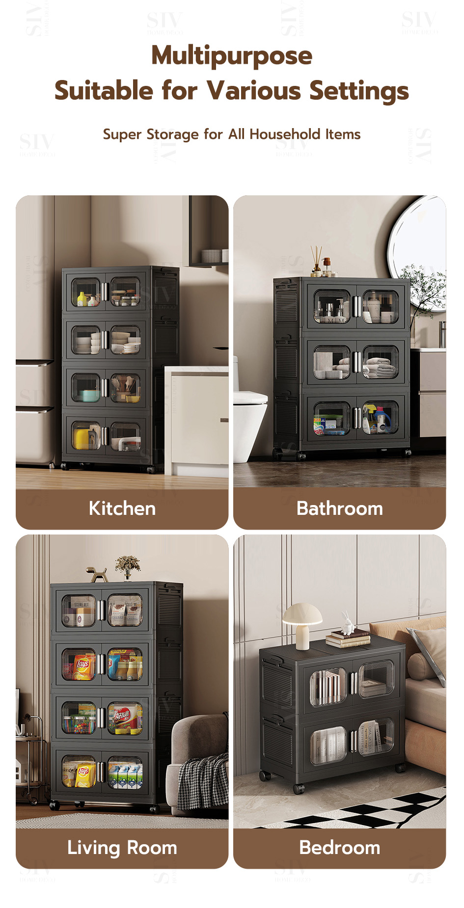【90cm Jumbo】SIV Plastic Kitchen Storage Cabinet Rack Organizer For ...