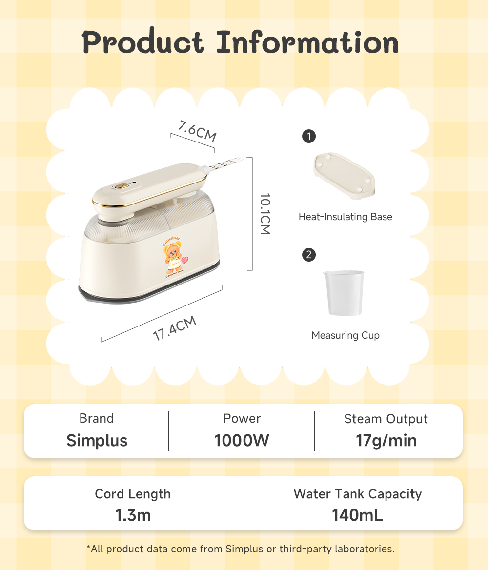 【Simplus×Butterbear】Steam Iron Dry & Steam Ironing 180° Rotatable ...