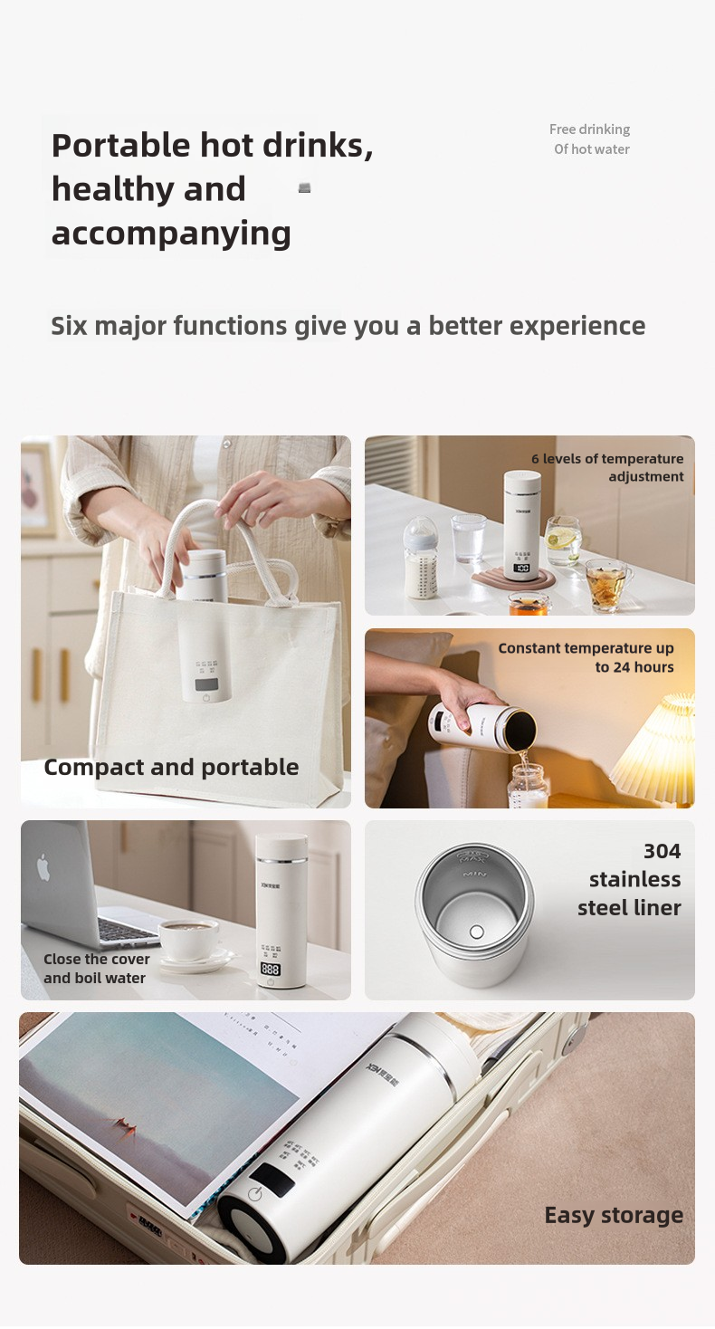 PortableTravel Mini Electric Kettle USB Dual Interface Intelligent ...