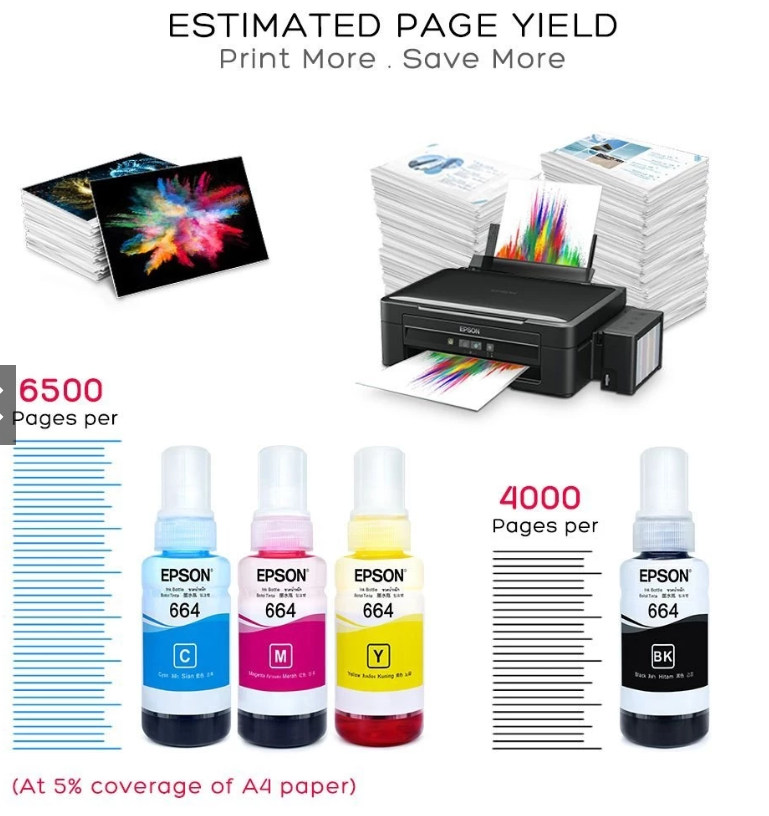 Original Epson 664 ink Genuine Bottle T664 ink FOR PRINTER L350 L110 ...