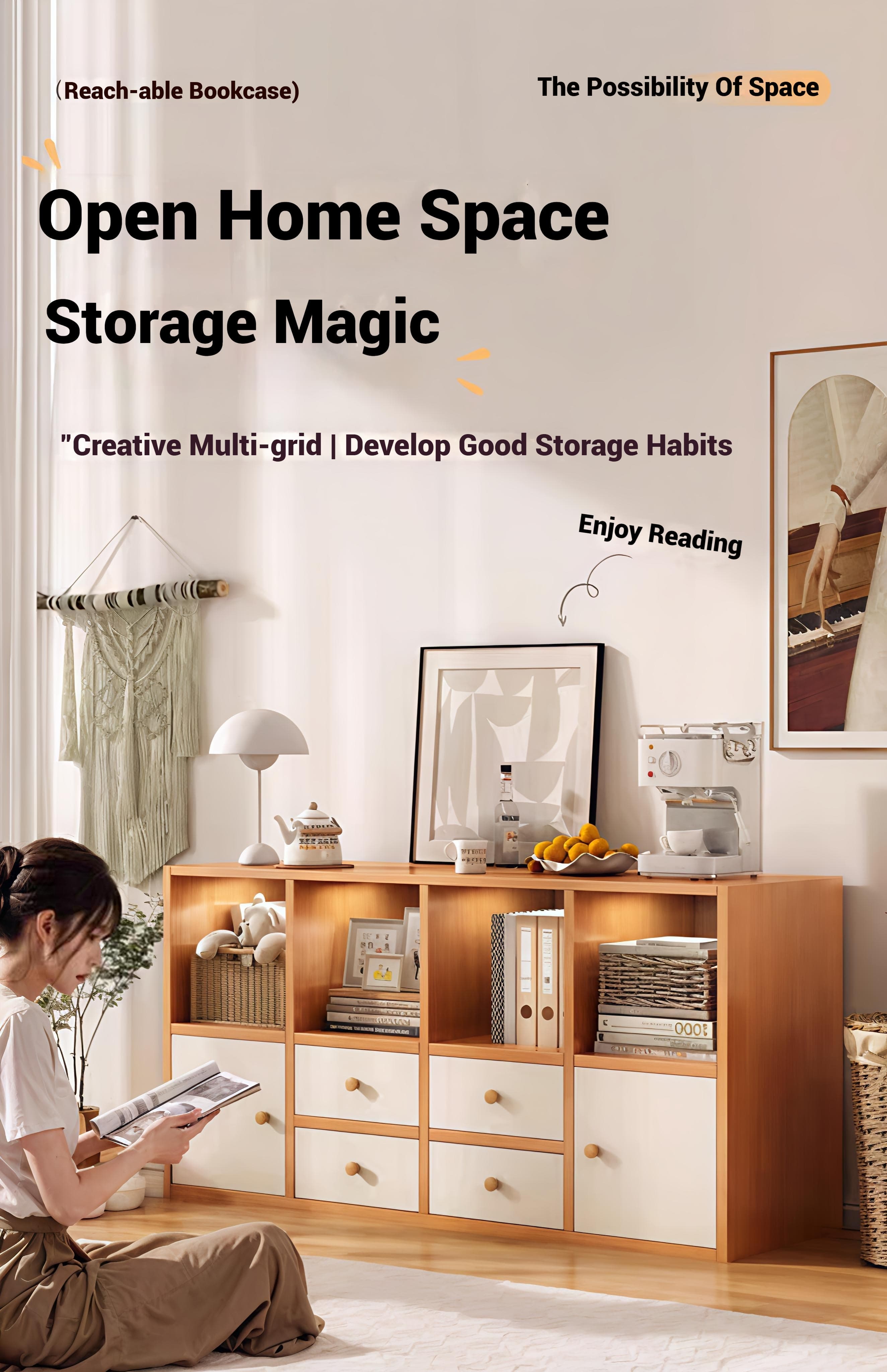 Rak Buku Bertutup Multifunctional DIY Storage Bookshelf Rack Bookcase ...