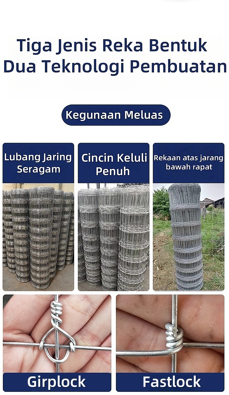 3.3 4 5 6 Kaki 20m/30m/50m Pagar Cyclone/Fastlock Griplock Pagar Lembu ...
