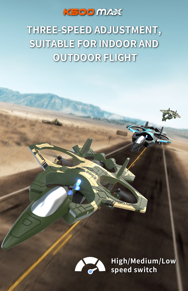 K500Max Fighter Jet Quadcopter Drone Stunt Light RC Airplane Four Channels Hovering High ...