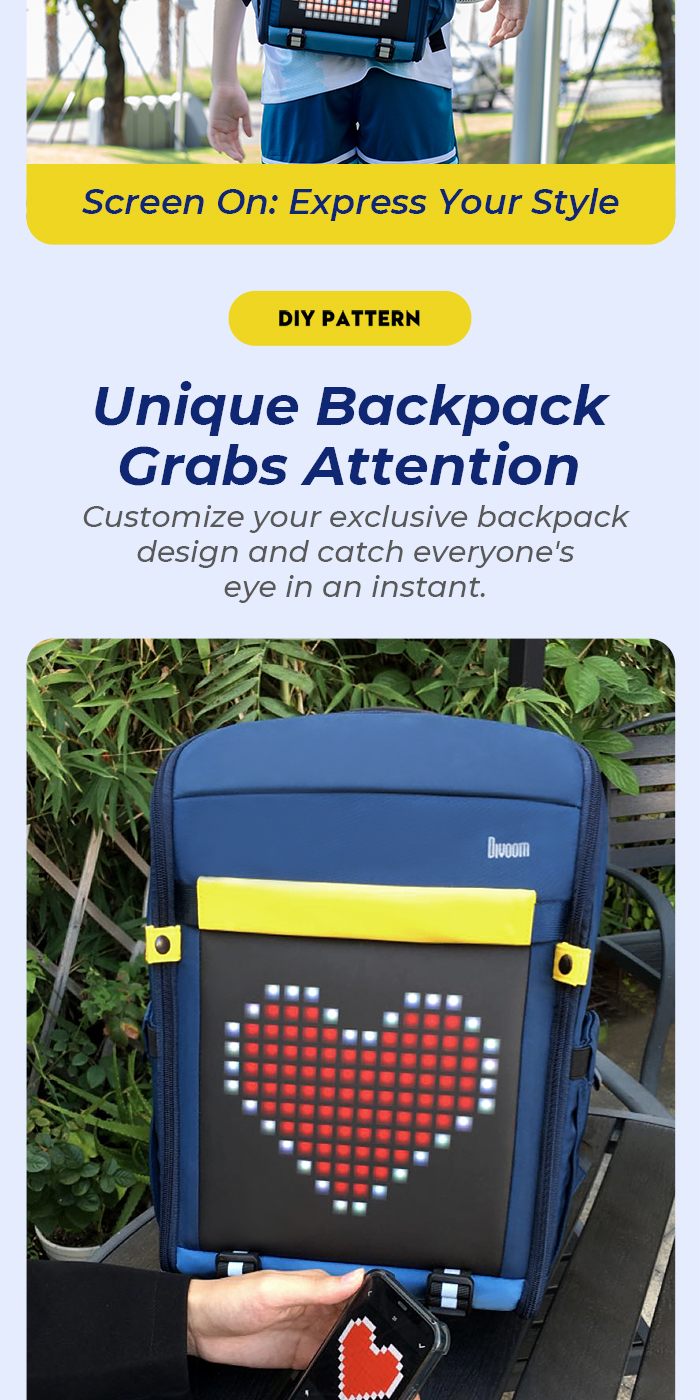 Divoom Pixoo Backpack S Customisable Pixel Art Multi Compartments ...