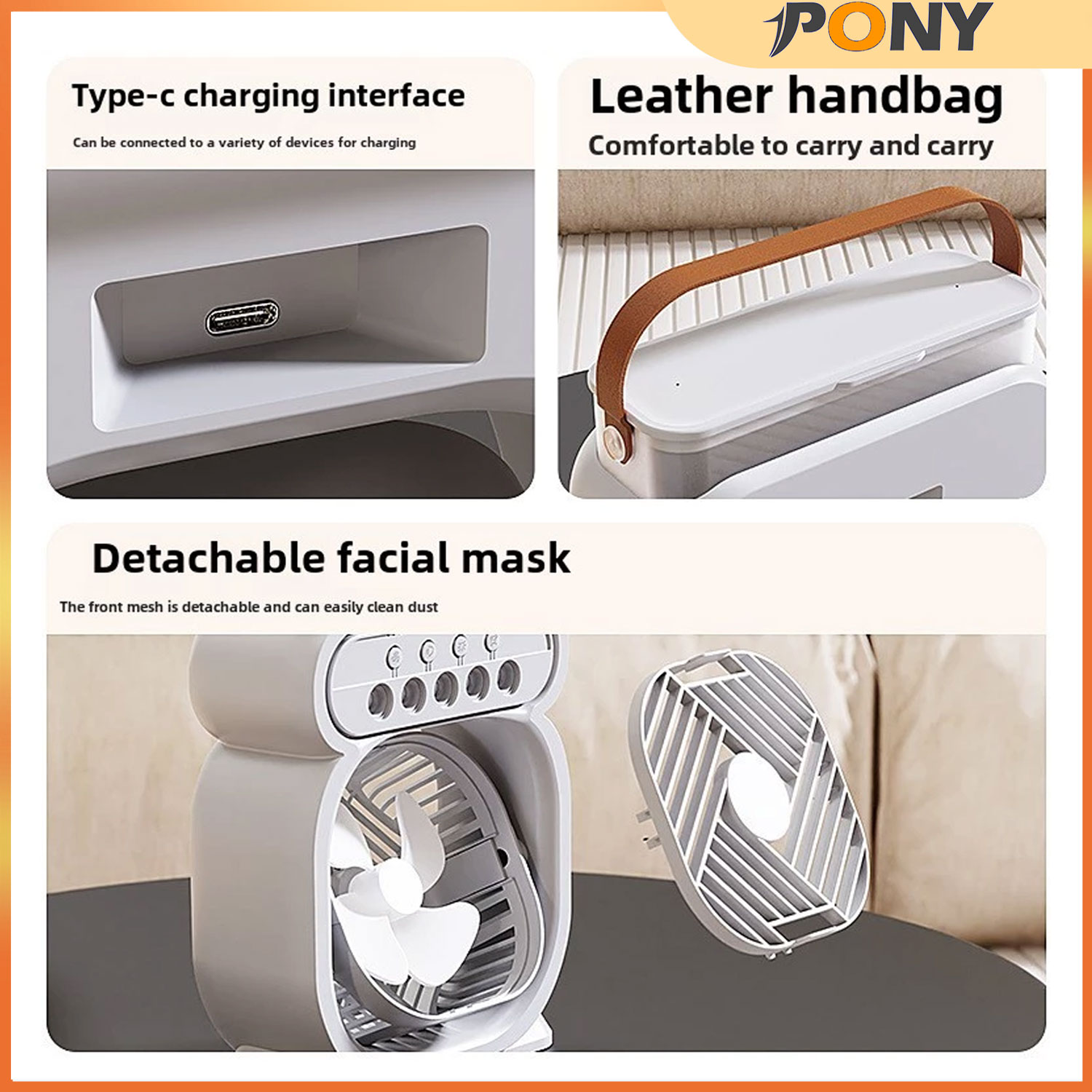 PONY-Portable air conditioner USB Fan air cooler Fan Aircond Humidifier ...