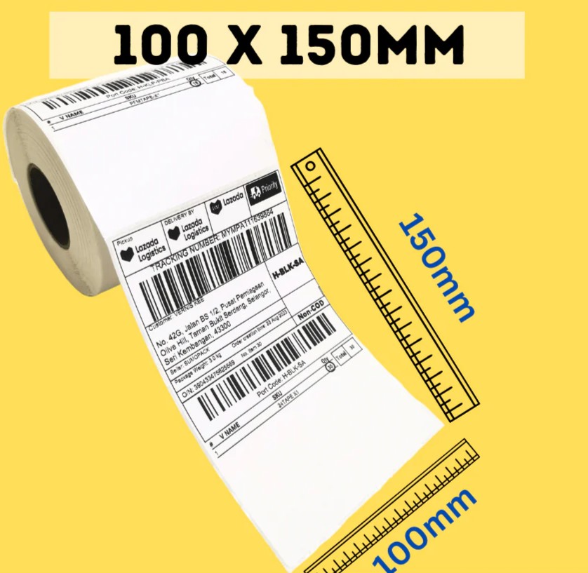 Thermal Printer Sticker Air Waybill A6 Shipping Label 100mm x 100mm ...