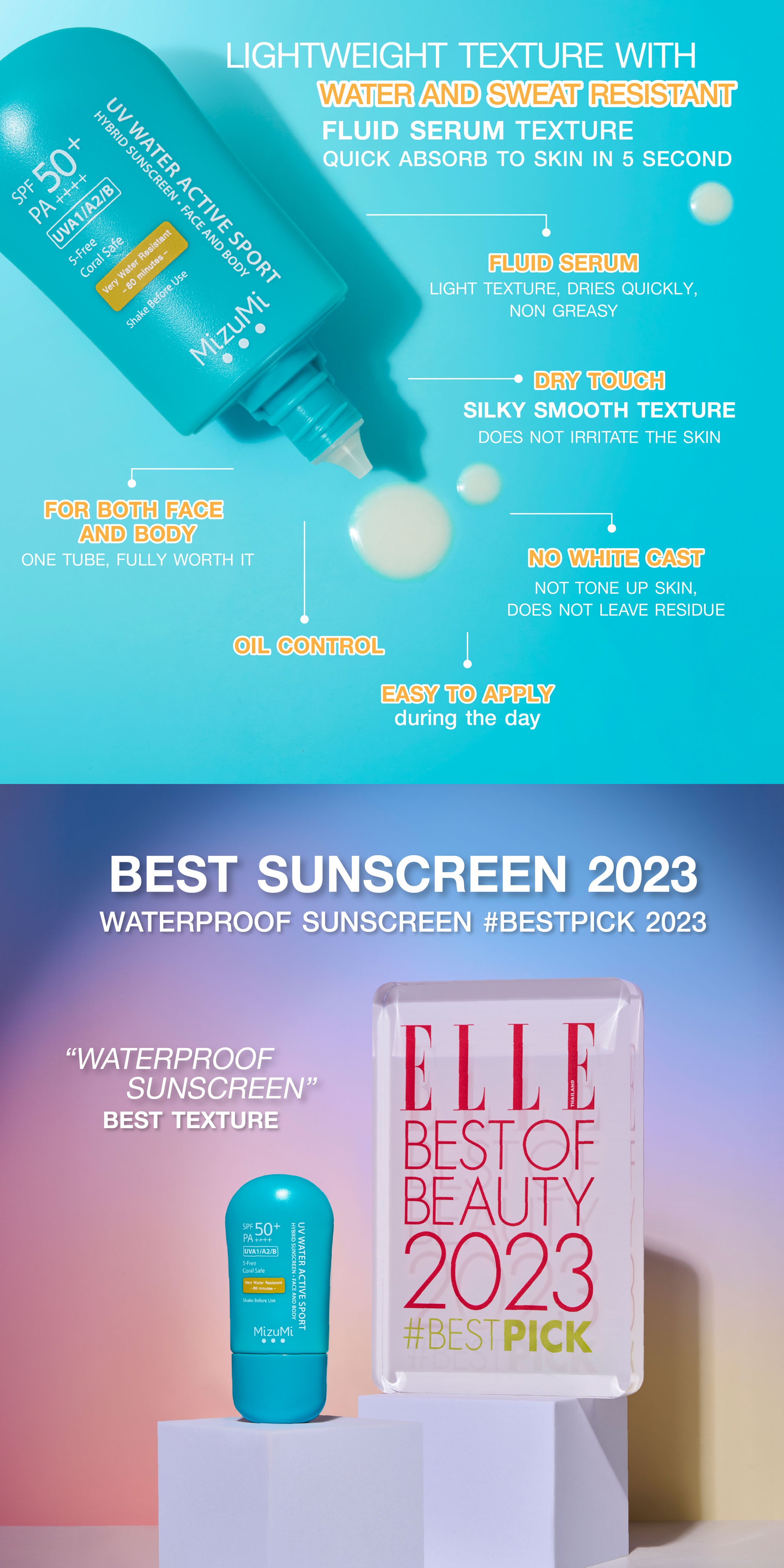 MizuMi UV Water Active Sport Waterproof Face SunScreen Series 40g SPF50+ PA++++ Sun Block ...