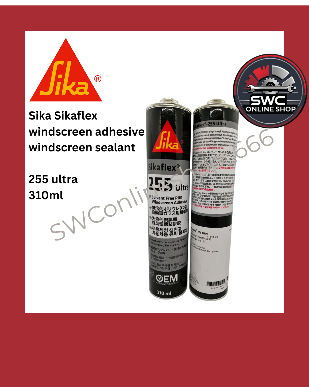 Sika Sikaflex® 255 Ultra Windscreen Gum Black 310ml - For All Car ...