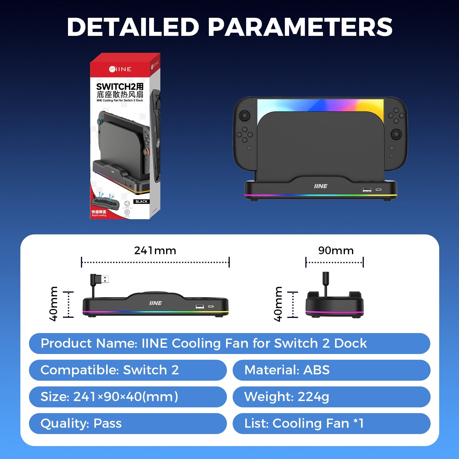 【9.9 SALE】IINE Nintendo Switch 2 RGB High-Speed Cooling Fan Dock ...
