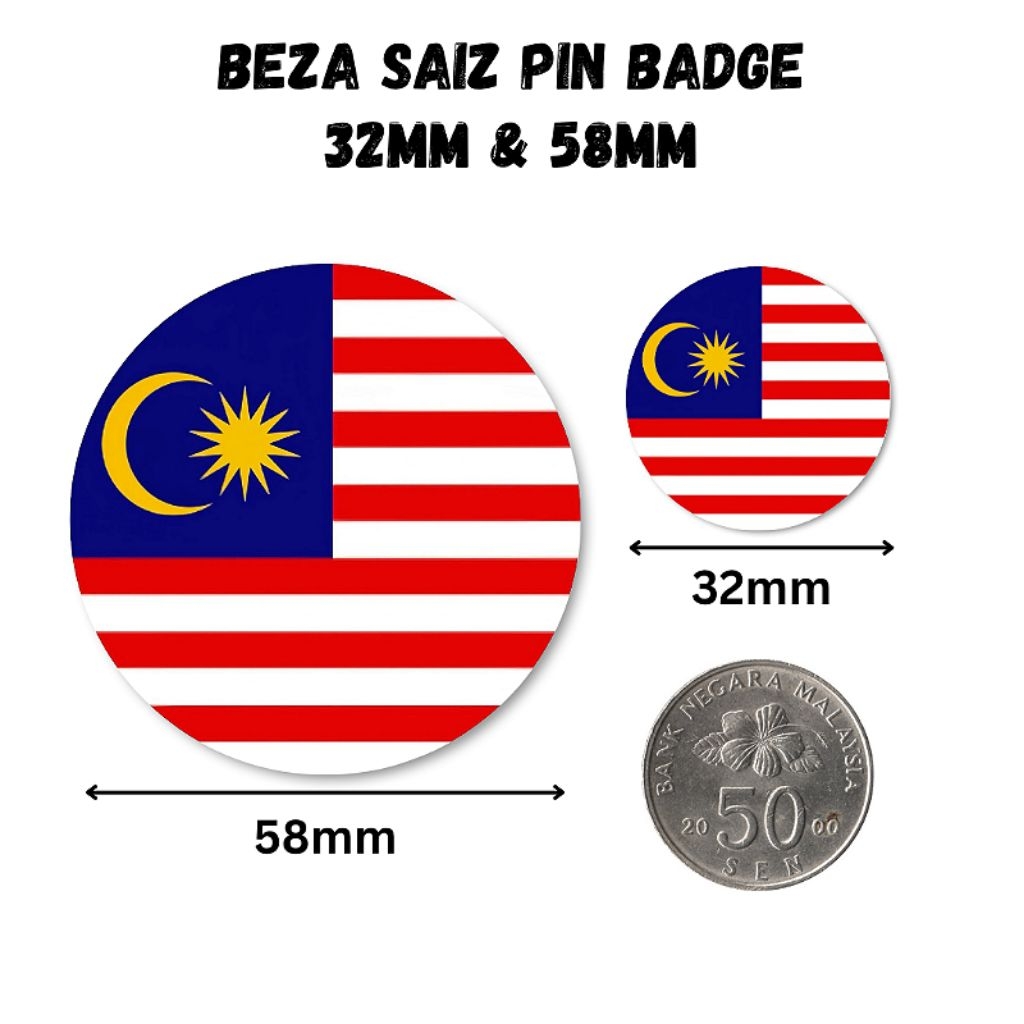 Malaysian States, Merdeka, Hari Malaysia, Button Badge 58mm & 32mm, Pin ...