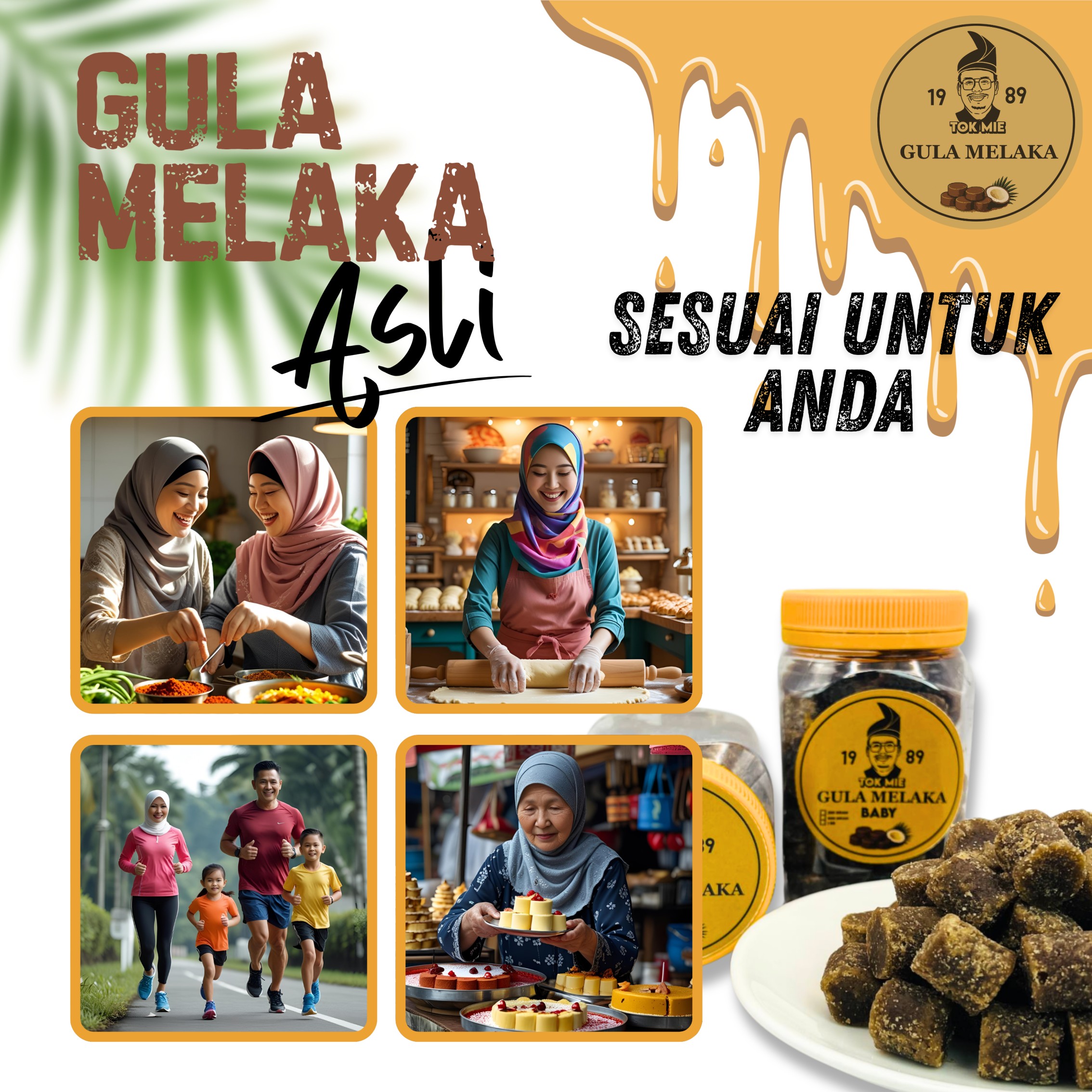 Gula Melaka Block 1kg | 100% Asli Nira Kelapa | Coconut Palm Sugar ...