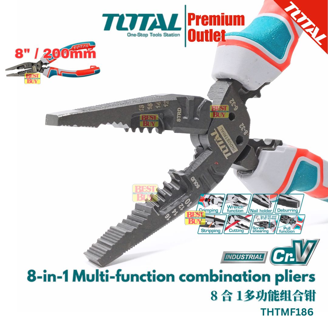 TOTAL Tools CrV 8-in-1 Multi-function combination pliers 多功能组合钳 ...