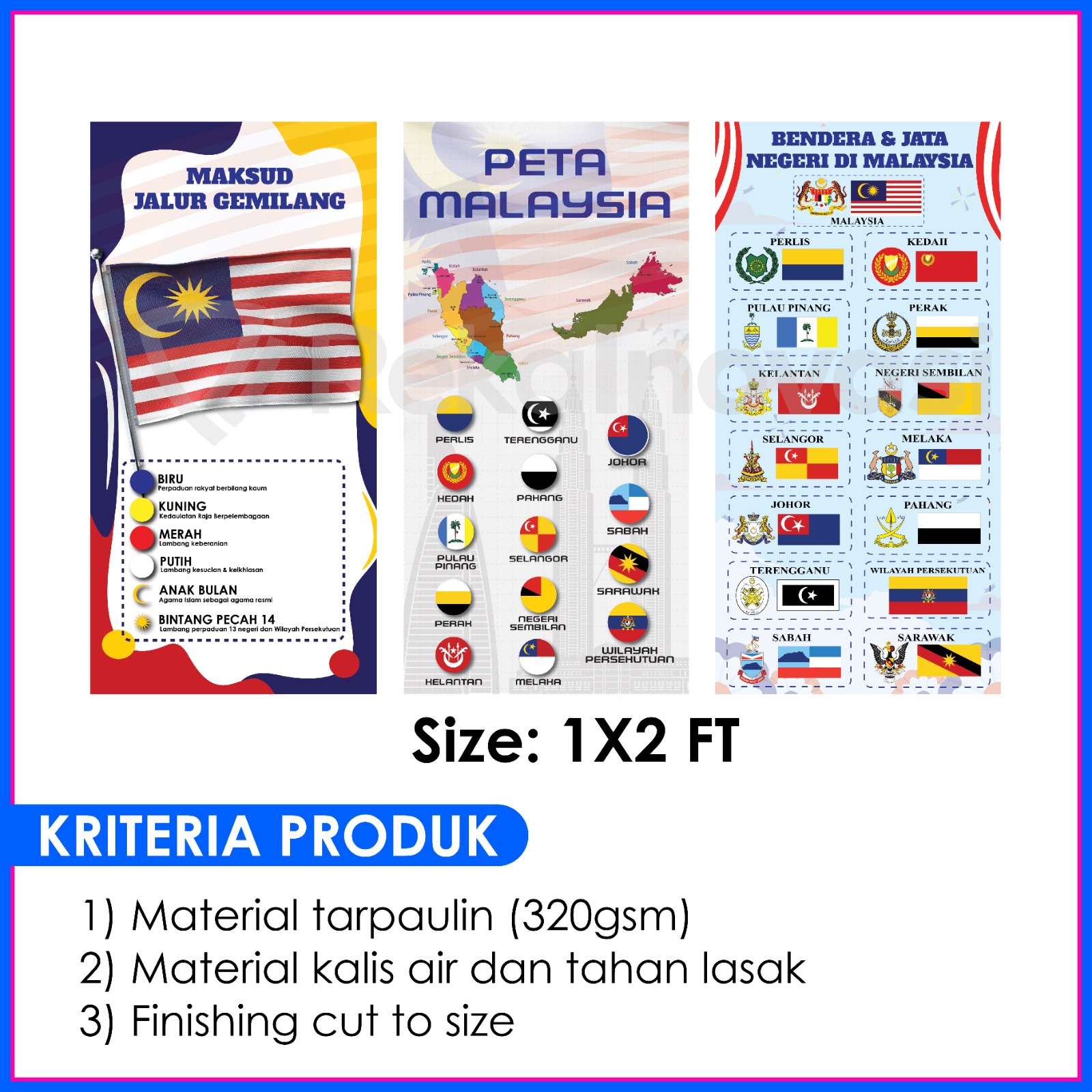 HIASAN MERDEKA SET 3 IN 1 BANNER KECERIAAN KELAS JALUR GEMILANG PETA ...