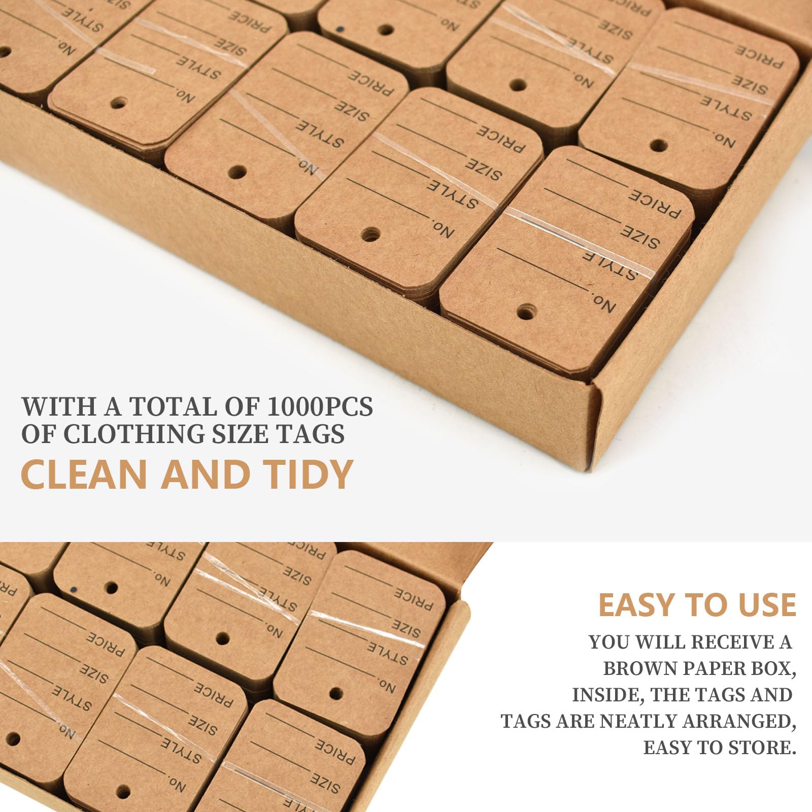 500PC Label Tags Card Tagging Price Hang Cloth Tag White Blank Hangtag ...