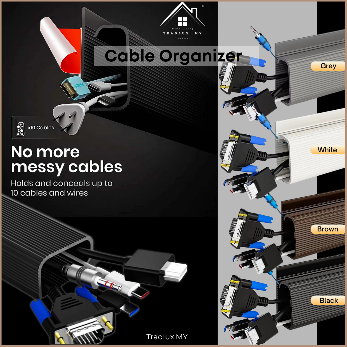 Tradlux Wire Organizer USB Organizer Under-Desk Cable Organizer Self ...