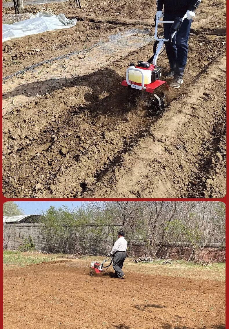 REAIM 1.6KW Soil Loosening Machine Gasoline Tiller Machine Hand Push ...