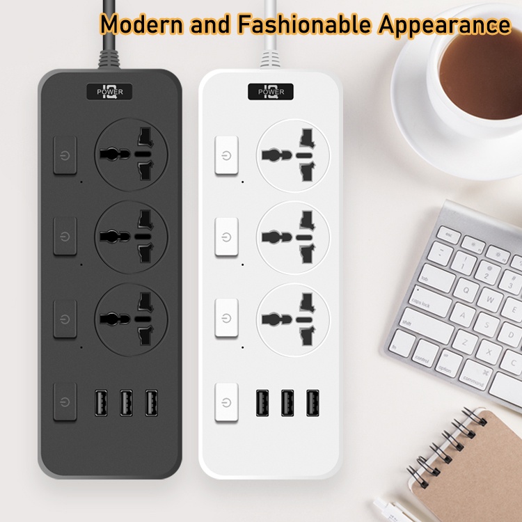 Power Socket Extension (TB-T14) - 3 Socket & 3 USB Ports, 2-Meter UK ...