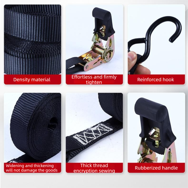 1 Inch Plastic-coated Tension Buckle Ratchet Tie Down Cargo Belt Straps ...