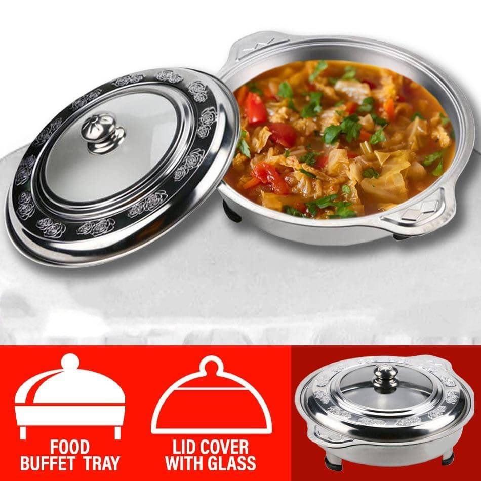 Stainless Steel Buffet Round Tray (5 Sets) - 31CM Catering Food ...