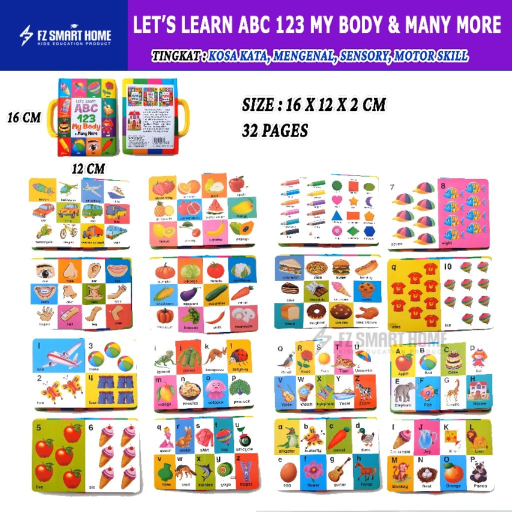 [FzSmartBook] New Buku bergambar Let's Learn ABC 123 Haiwan kanak-kanak ...
