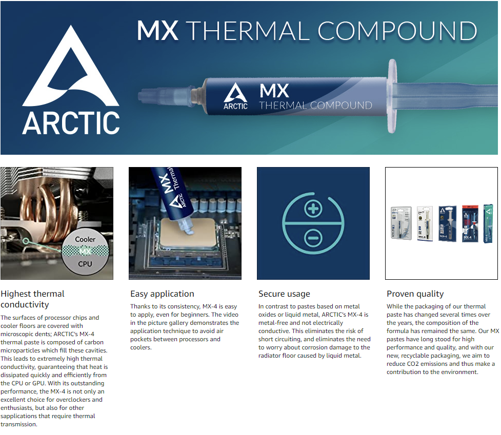 Arctic MX-4 / MX-5 / MX-6 Premium and Ultimate Performance Thermal ...