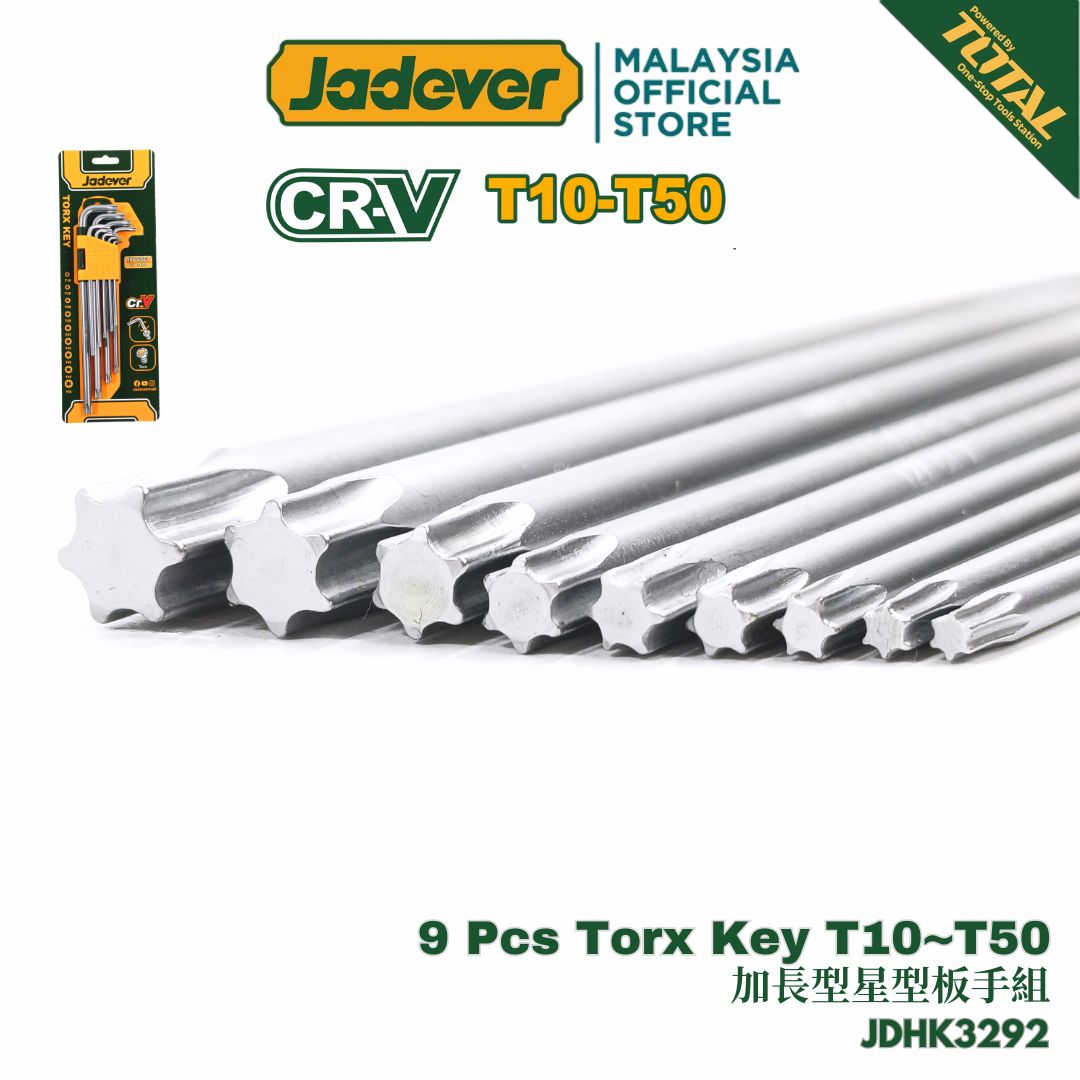 Jadever Tools CrV Trox allen key /Star Key Wrench 9 Pcs set (Extra Long ...