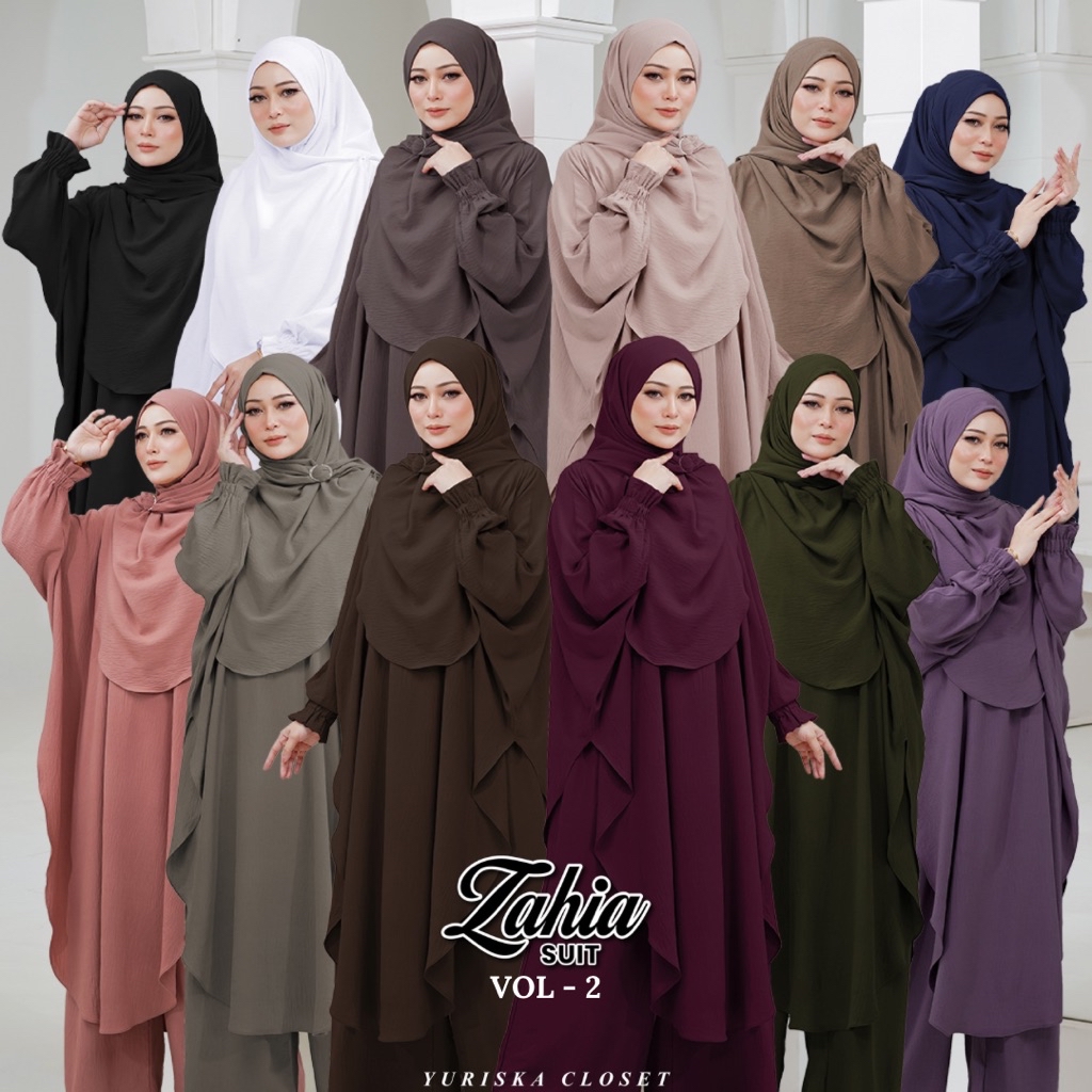 Baju Set Seluar Tudung Suit Muslimah Ironless Abaya Jubah Umrah Travel ...