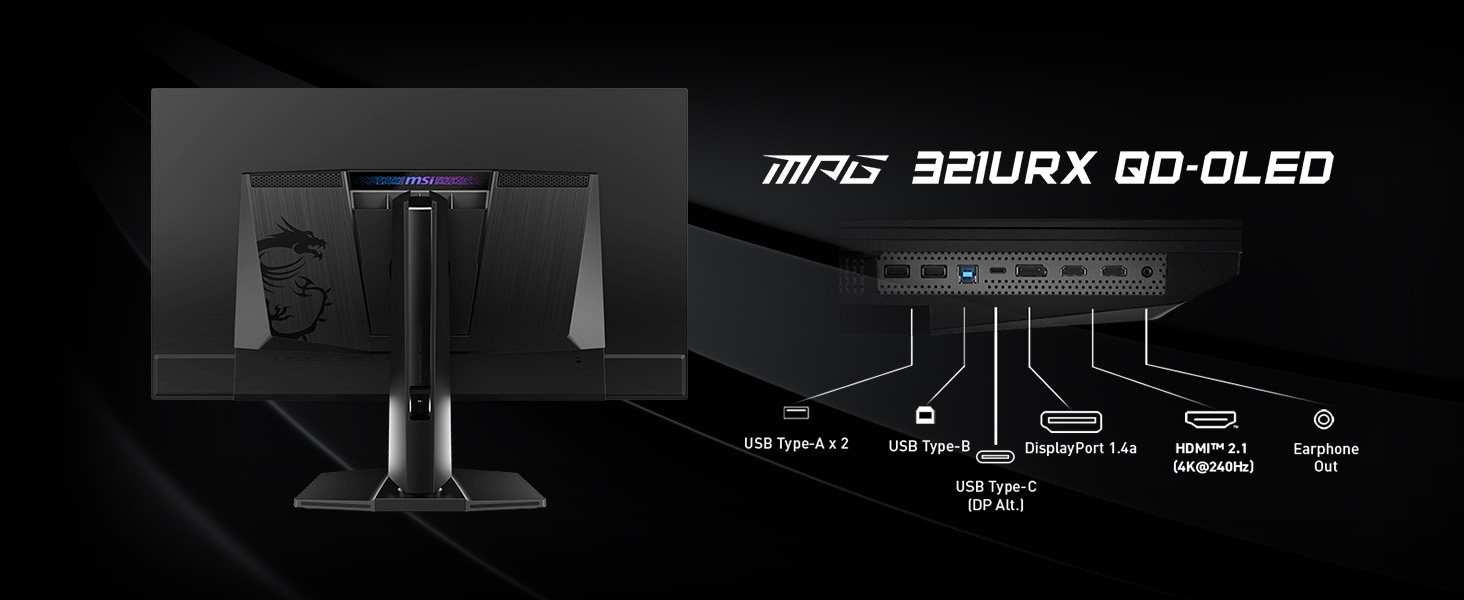 MSI MPG 321URX QD-OLED Gaming Monitor - (3840x2160 UHD) 32-inch, 4K UHD, 240Hz Refresh Rate, 90W ...
