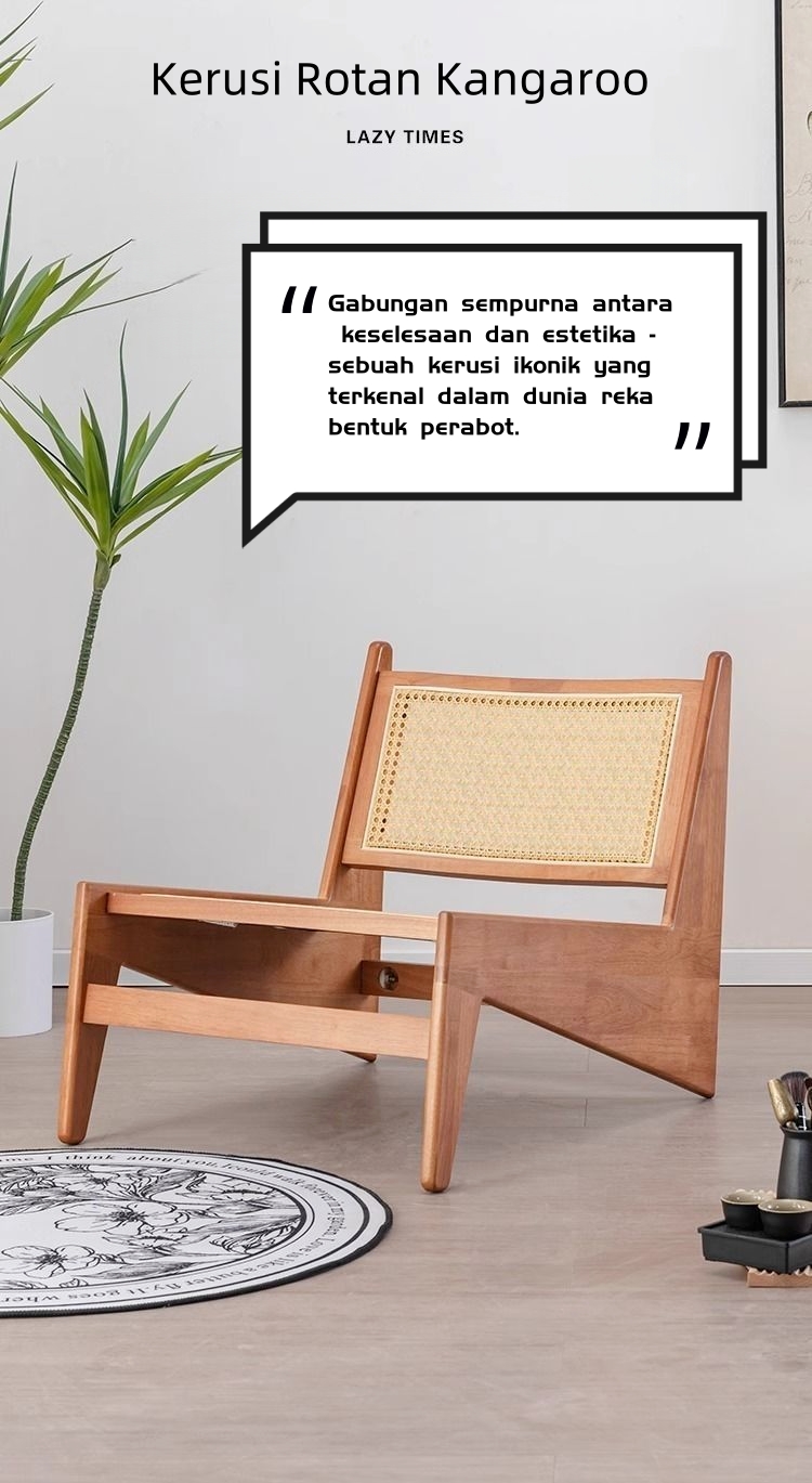 Kerusi Rehat Rotan Kangaroo Kayu Getah - Gaya Scandinavia, Ruang Tamu ...
