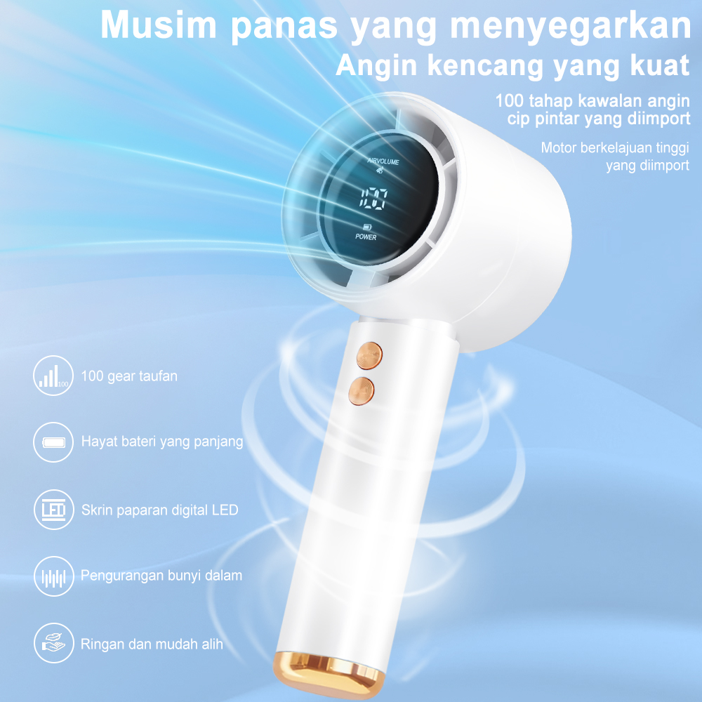 SIMMO Handheld Fan Kipas Angin100 Gears Ultra Wind Speed Fan 5000mAh ...