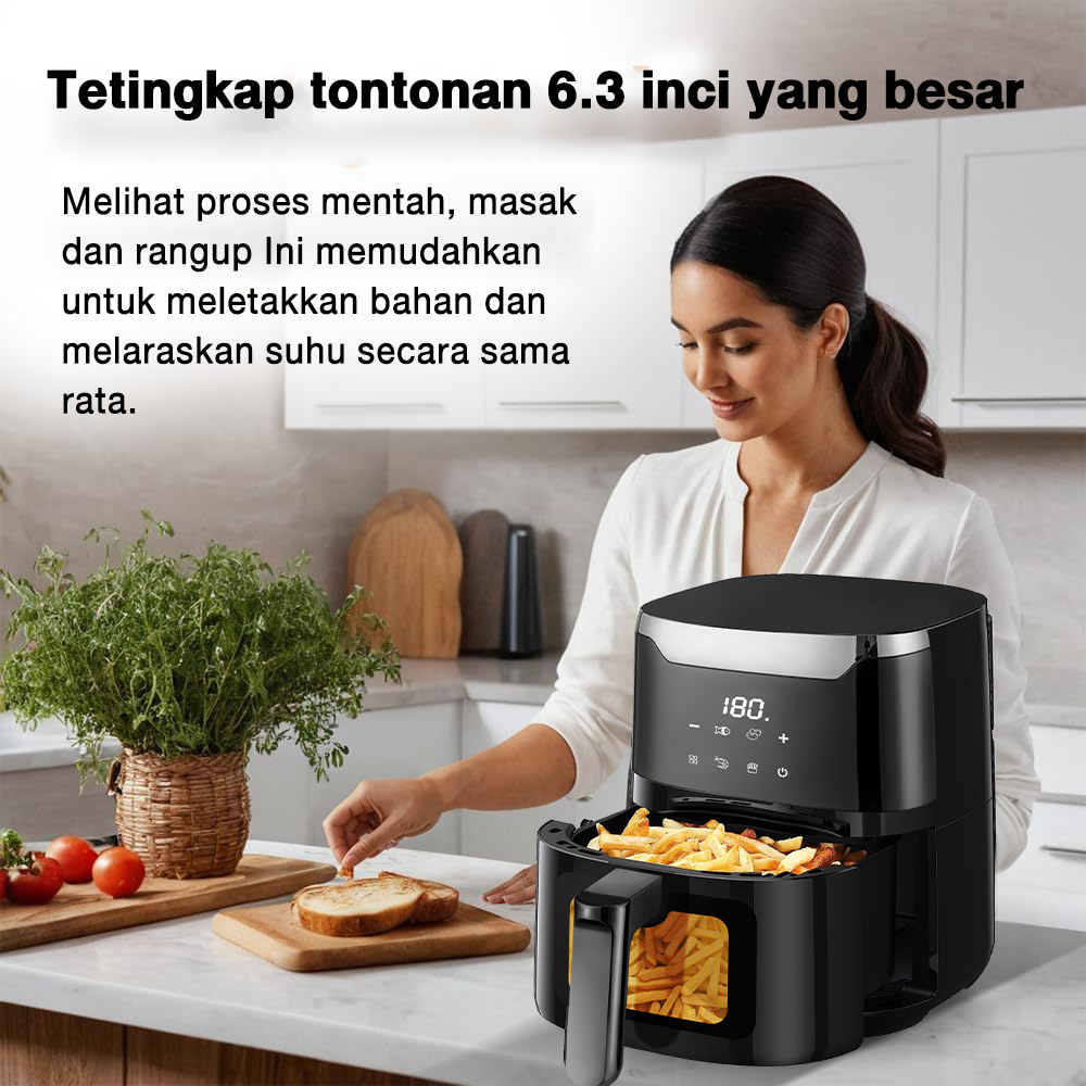 Simmo Air Fryer oil-free fryer Machine 1500W Visible Window 8L Large ...