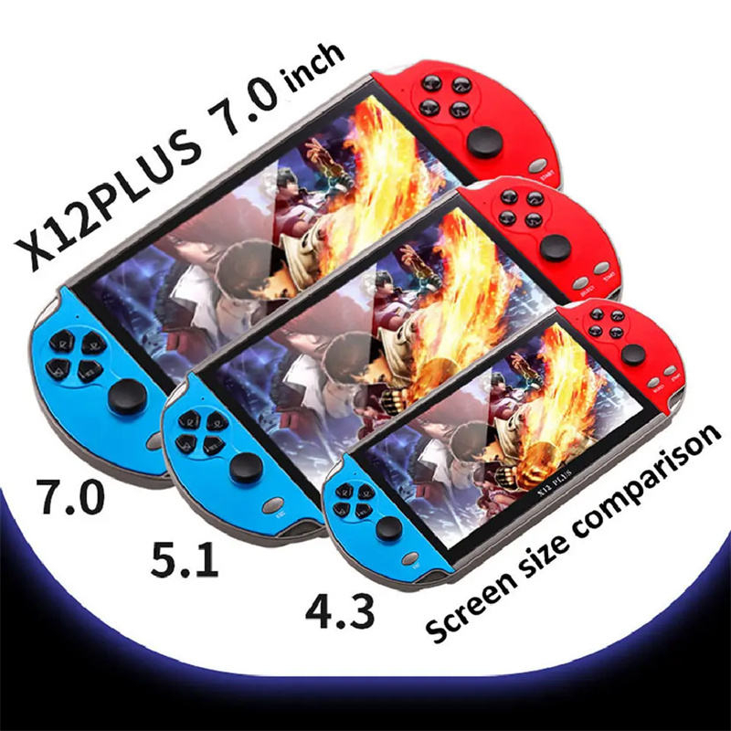 X12 Plus Handheld Game Console 7-Inch Big Screen PSP Nostalgic Game ...