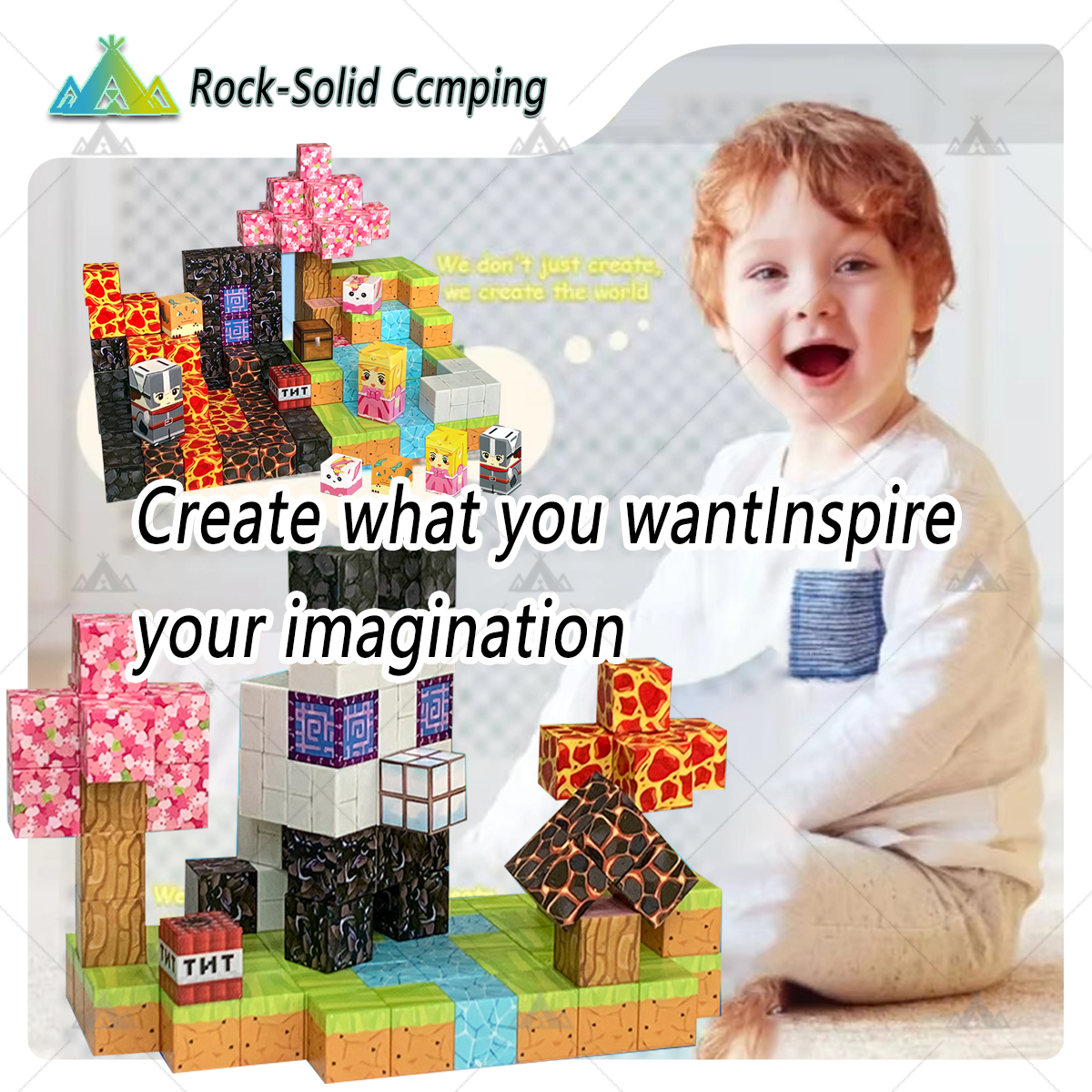 🔥🔥🔥【COD】500PCS-Magnetic Block World Building DIY Variety Cube Building ...