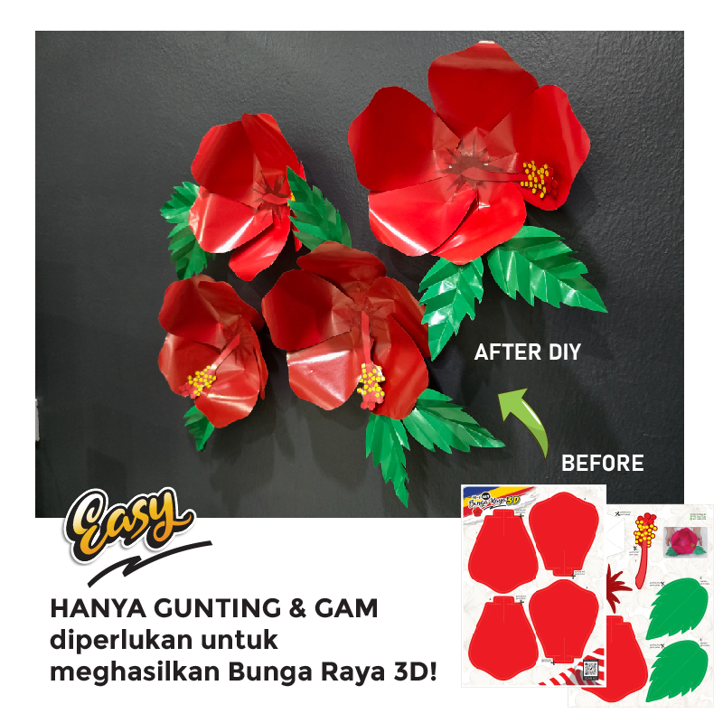 Kraf DIY Patriotisme Bunga Raya 3D Aktiviti Murid Hari Merdeka Hiasan ...