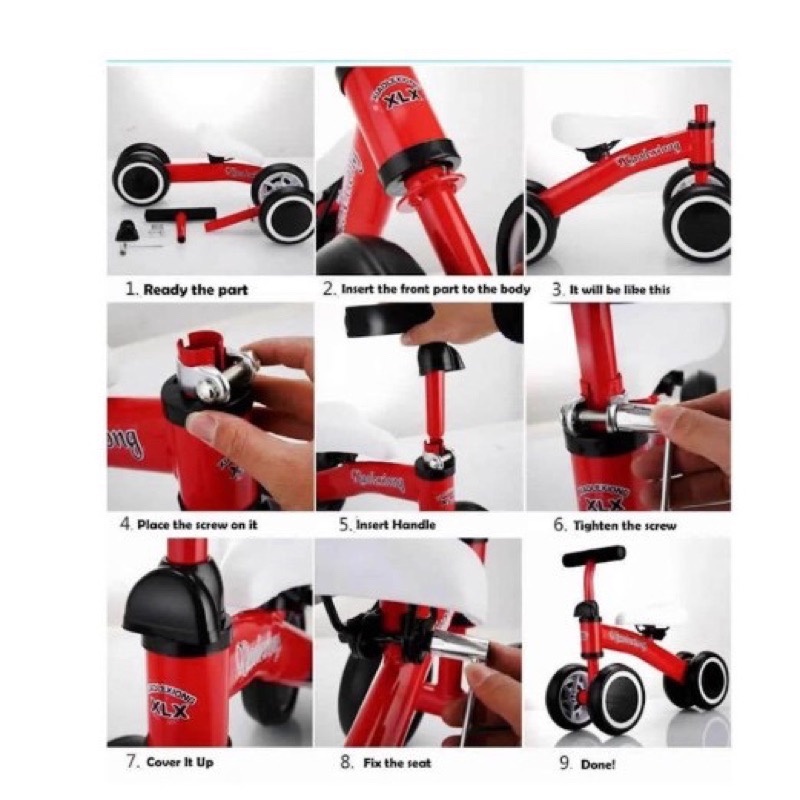Three wheeled multifunctional children's balance bike walking scooter ...