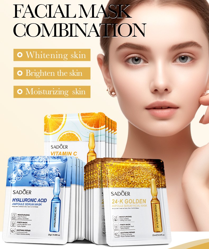 SADEOR 24K Gold Ampoule Essence Mask Hydrating and Moisturizing Mask ...